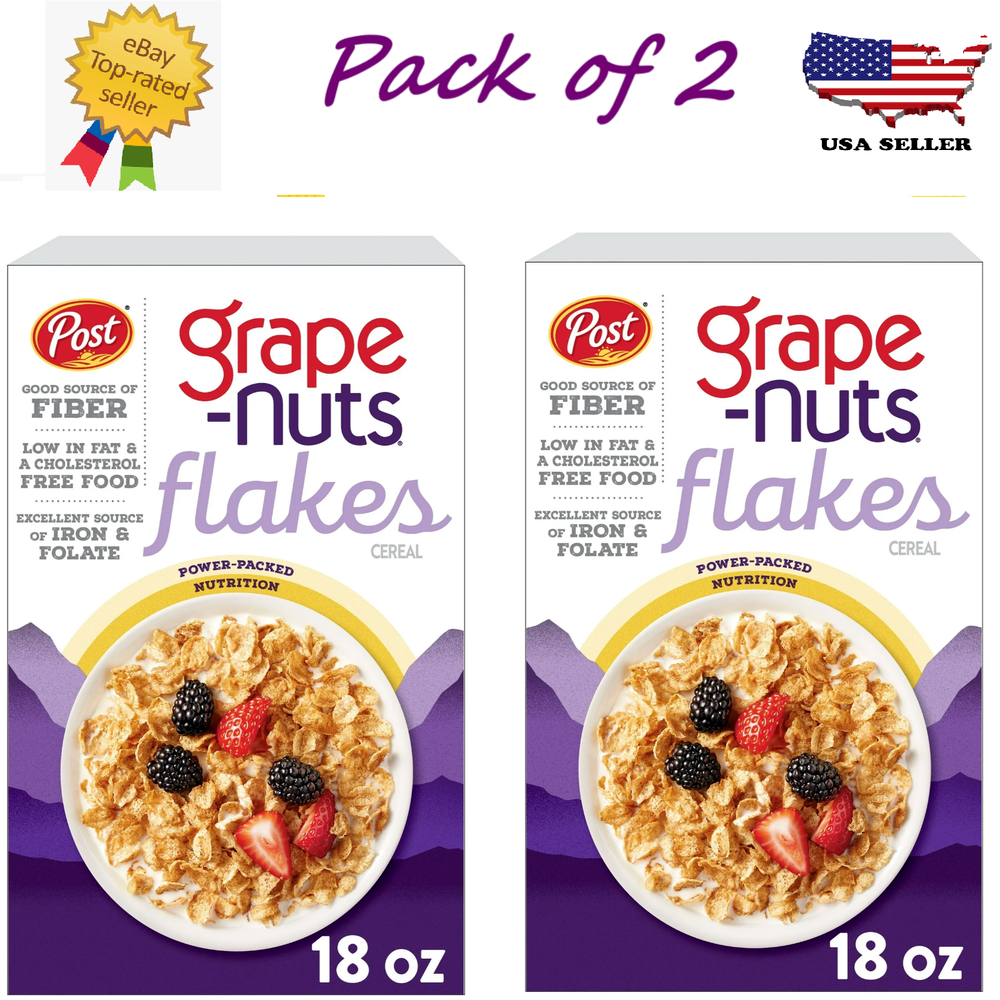 New Post Grape Nuts Flakes Breakfast Cereal, 18 oz (Pack of 2) Free ...
