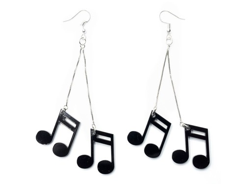 Sixteenth Note Earrings Miniblings Pendant Music Acrylic Glass Black | eBay