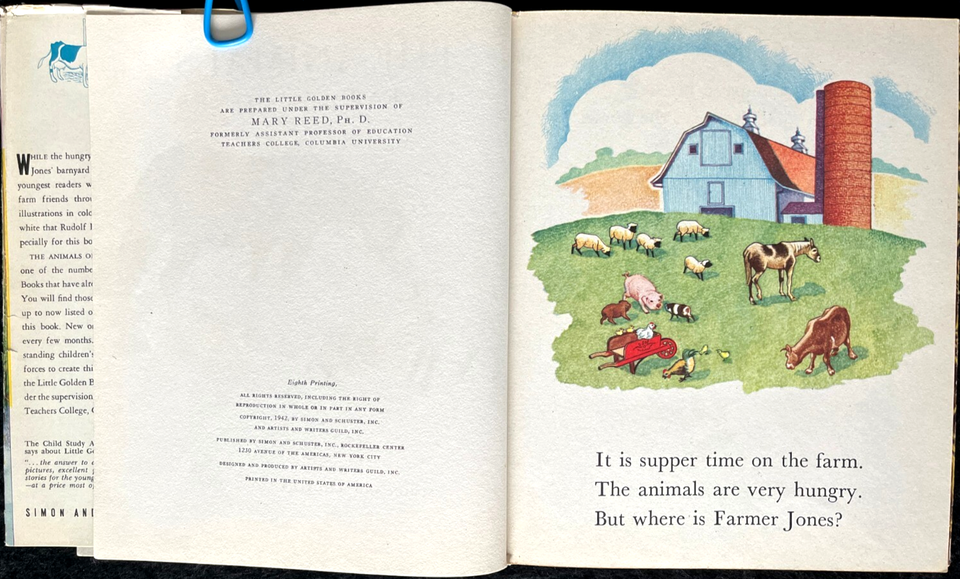 THE ANIMALS OF FARMER JONES ~ w/ DJ ~ vintage Little Golden Book #11 ...
