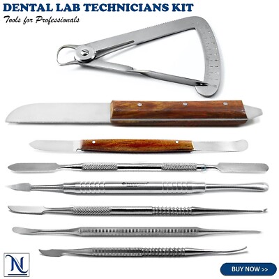 Dental Carving Waxing Tools Kit Wax Carvers Spatula Laboratory 9Pcs Set ...