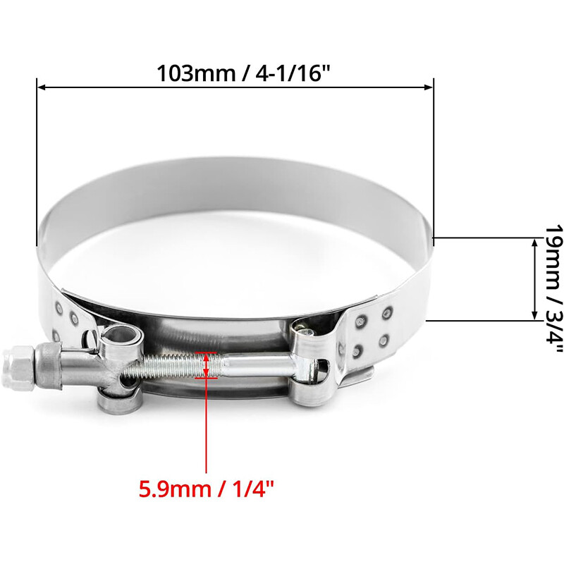 T-bolt Hose Clamps Glarks 5Pcs 86-94mm Stainless Steel Turbo Intake ...