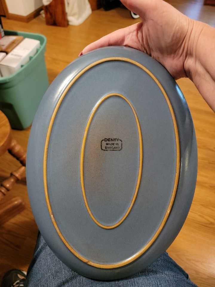 Denby English Stoneware Blue Echo 12 1/2" Oval Serving Platter | eBay