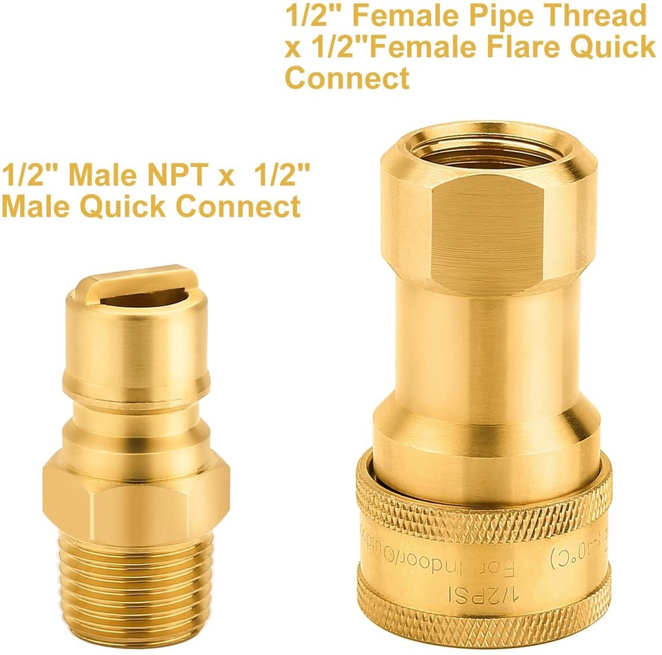 1/2" QDD LP Gas Quick Connect Fittings w/ Male Insert Plug Gas Natural ...