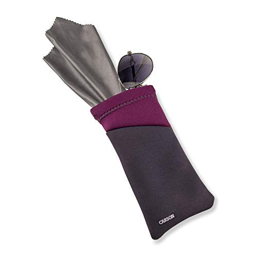 Eyeglass Pouch with Built-in Microfiber Cloth for Eyewear and 1 Purple ...
