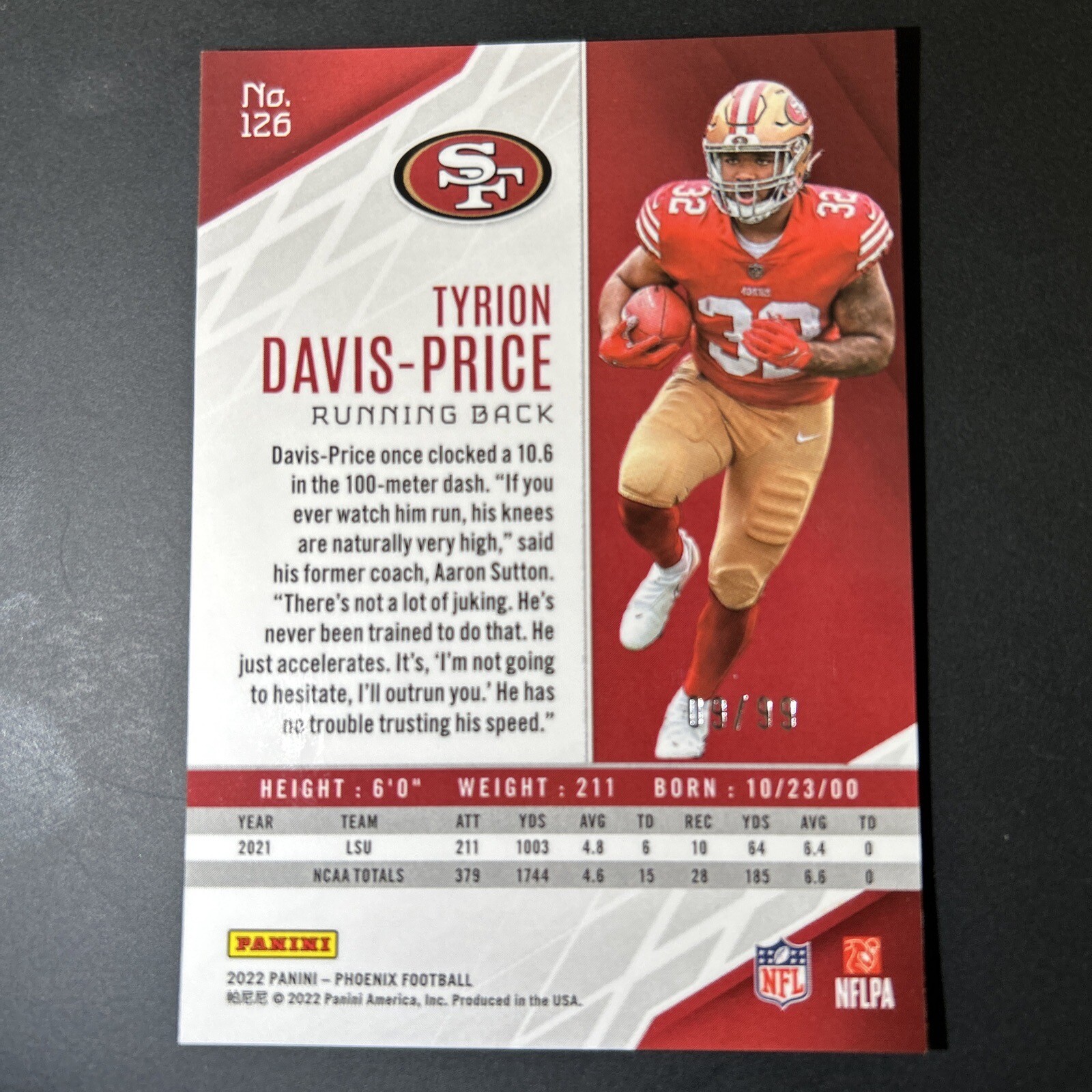 2022 Panini Phoenix - Rookies Purple Lazer #126 Tyrion Davis-Price /99 ...