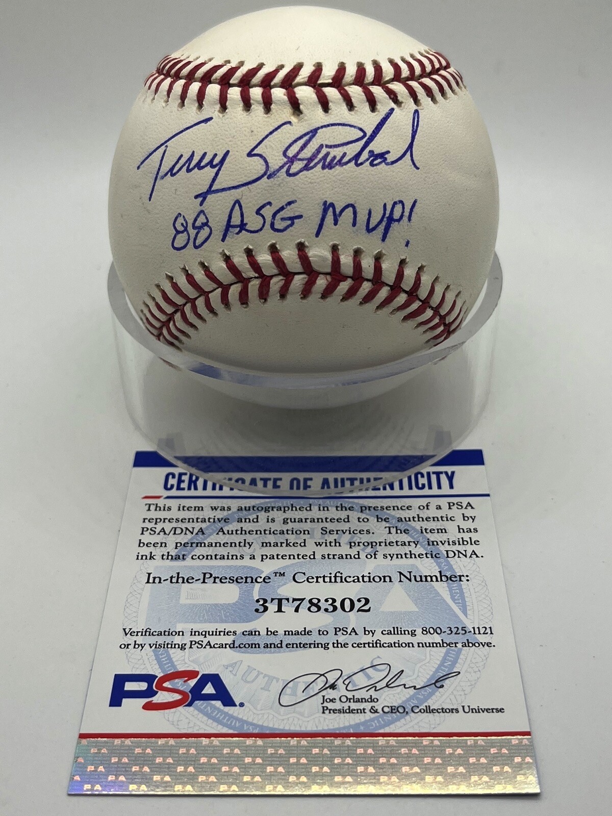 Terry Steinbach 88 ASG MVP A's Signed Autograph OMLB Baseball ITP PSA ...