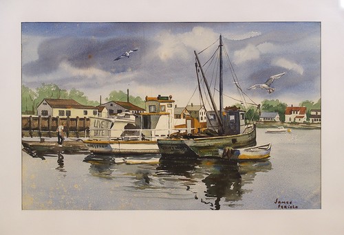 James Philip Feriola (American,1925-1998) Original Watercolor Painting ...