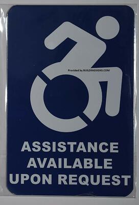 Assistance Available Upon Request Sign (White/Blue,Aluminium, 4X6 ...