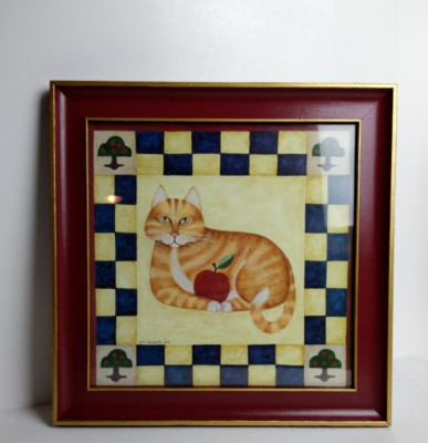 Framed Folk Art Orange Tiger Cat Signed by P. DeSantis 1998 HTF Rare | eBay