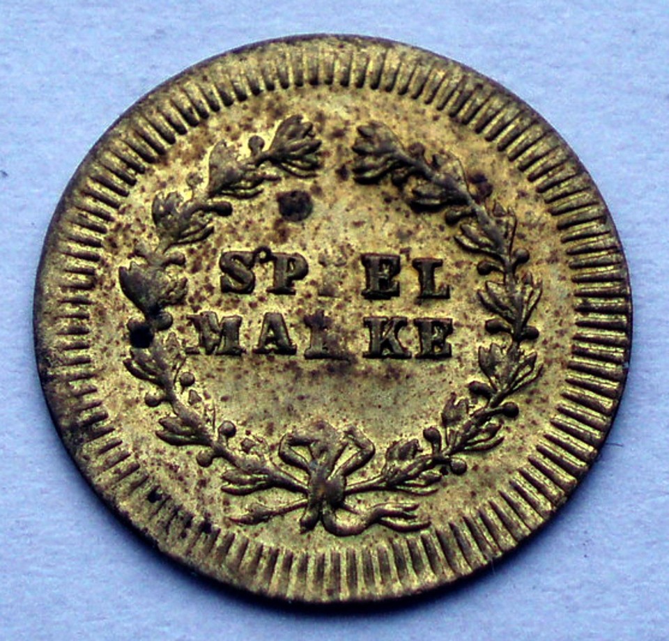 GERMANY, SPIEL MARKE RECHEN PFENNIG, Anchor Token 13.85mm 0.5g Brass ...
