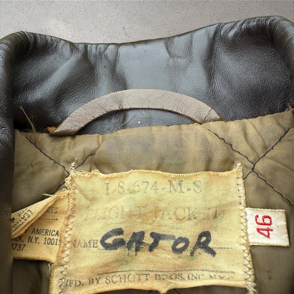 Vintage Schott NYC I-S-674-M-S Flight Jacket Mens Size 46 Brown Leather ...
