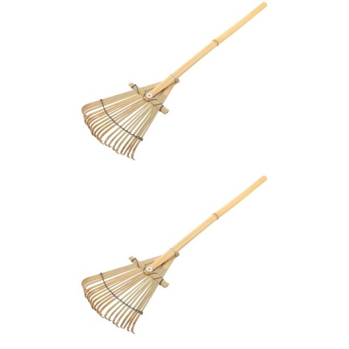 2 Count Gardening Bamboo Rake Small Hand Rakes for Picking up Leaves ...