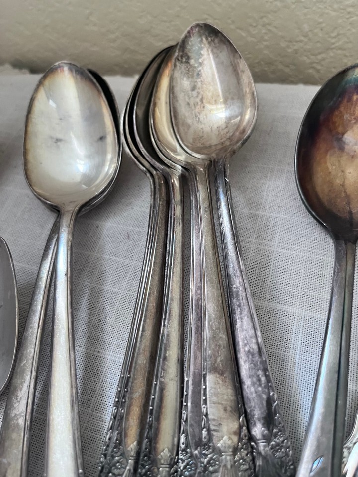 55 Vintage Silverplate SPOONS Mixed Lot Craft Silver | eBay