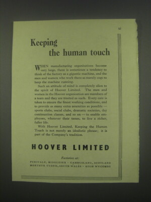 1949 Hoover Limited Ad - Keeping the human touch | eBay