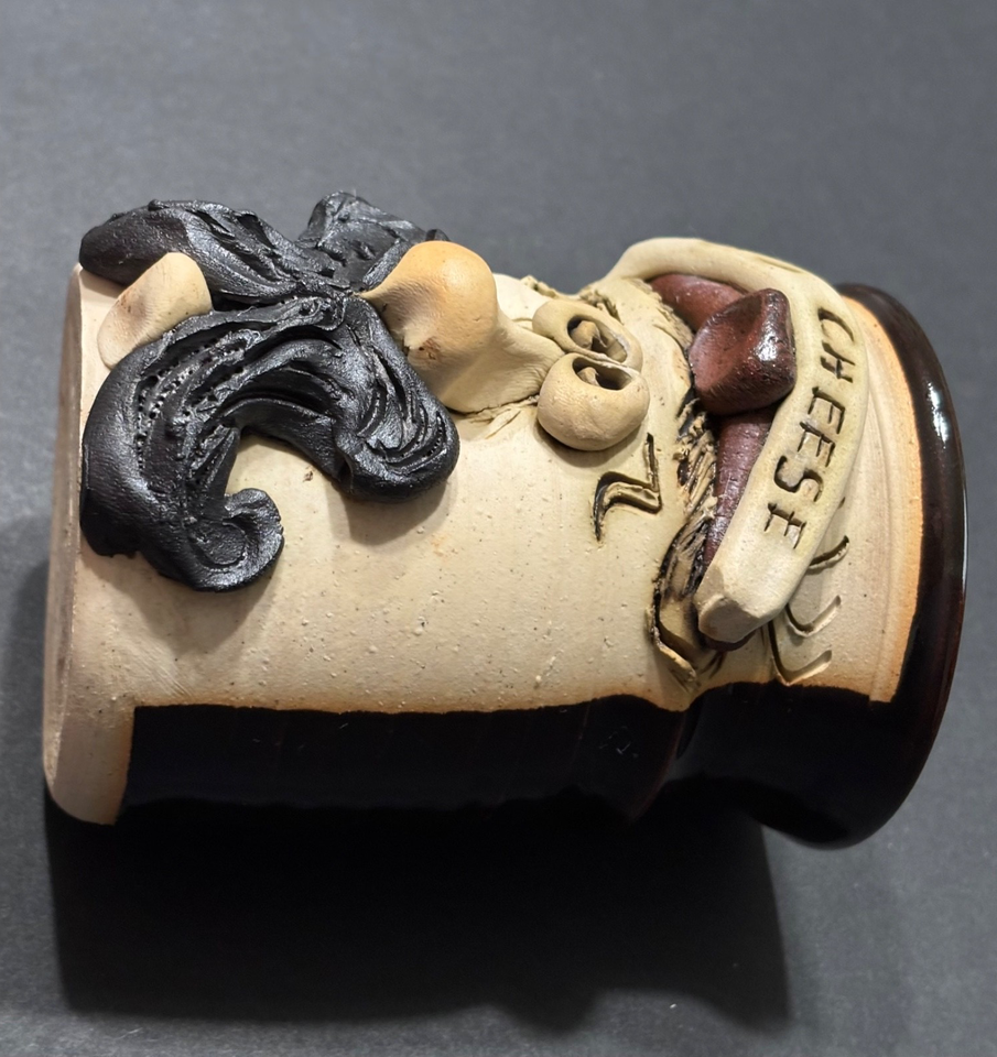 Funny Ugly Face 3D Pottery Mug "Big Cheese" Tiegland Bradford? Holds 10 ...