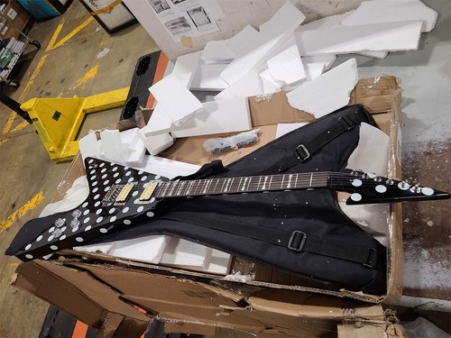 Custom Randy Rhoads Polka White Dot Flying V Electric Guitar Black with ...