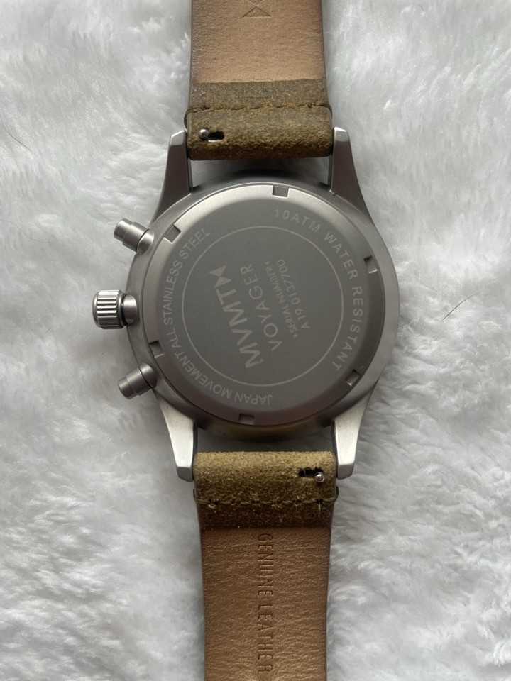 MVMT Voyager Men Formal Gray Dial Chronograph 42mm Leather Quartz Watch ...