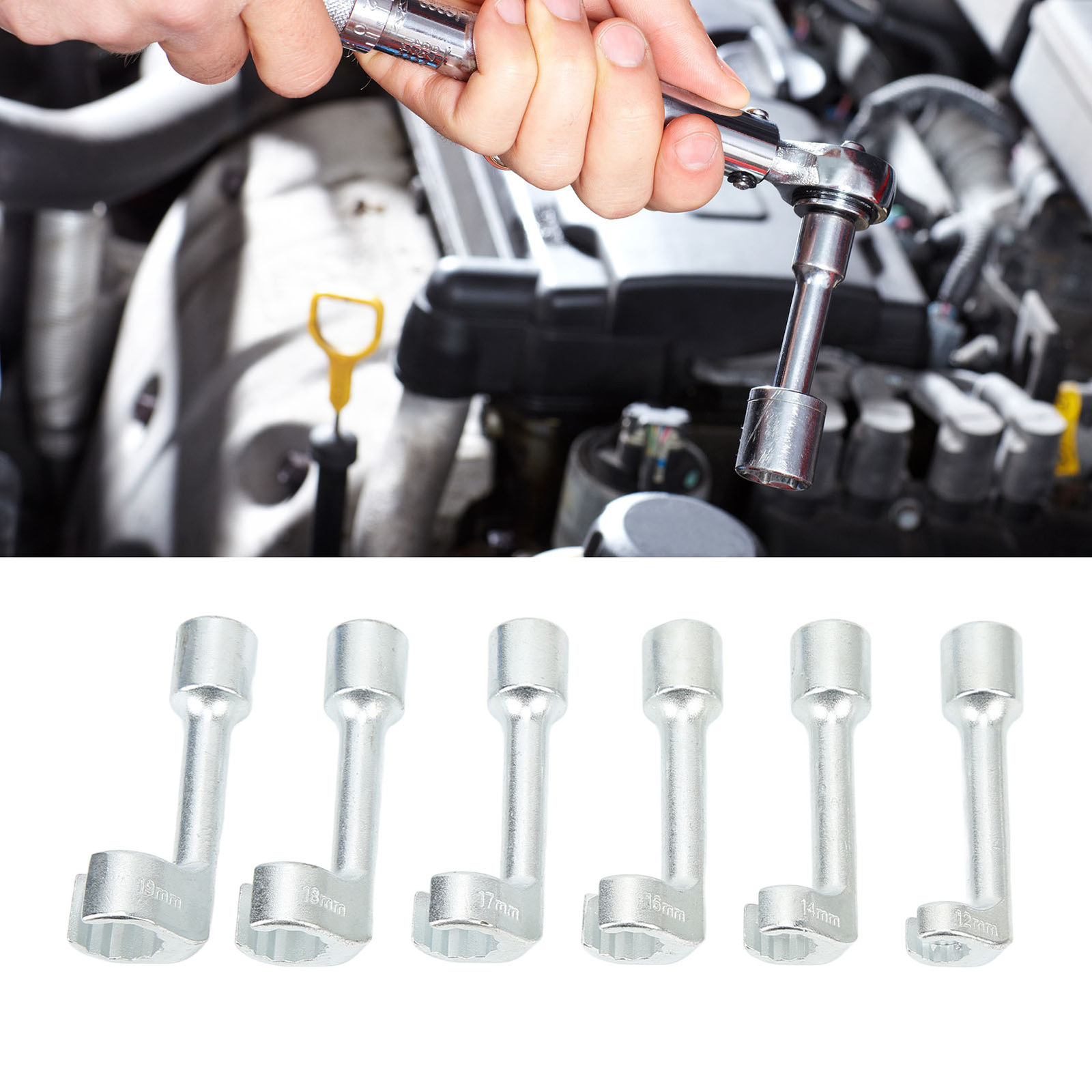 6PCS Fuel Injector Line Injection Socket Set 1/2in 12mm 14mm 16mm 17mm ...