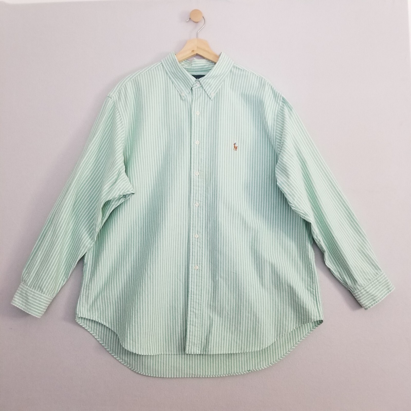 Ralph Lauren Shirt Men 18 Green Mint Cotton Long Sleeve Button Up ...