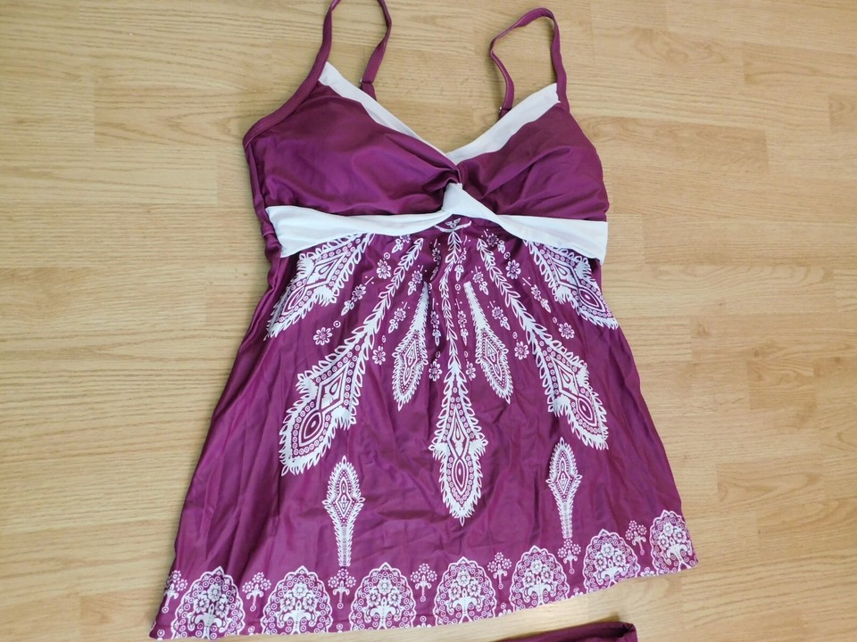XXL Wine Colored Tankini with Adj. Straps and Built in Bra/Removable ...