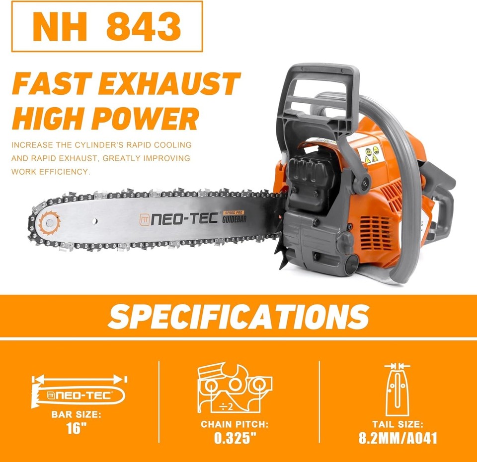 43cc 16" Gasoline Powered Chainsaw Wood Cutting Engine Gas Crankcase ...