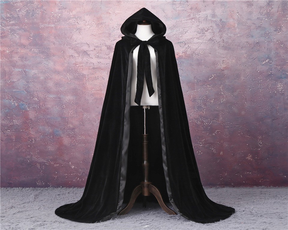 ADULT VELVET HOODED CLOAK KING QUEEN RENAISSANCE MEDIEVAL COSTUME CAPE ...