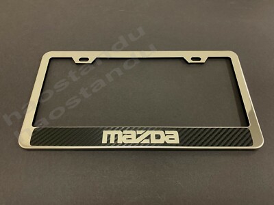 CHROME METAL MAZDA CARBON FIBER STYLE LICENSE PLATE FRAME | eBay