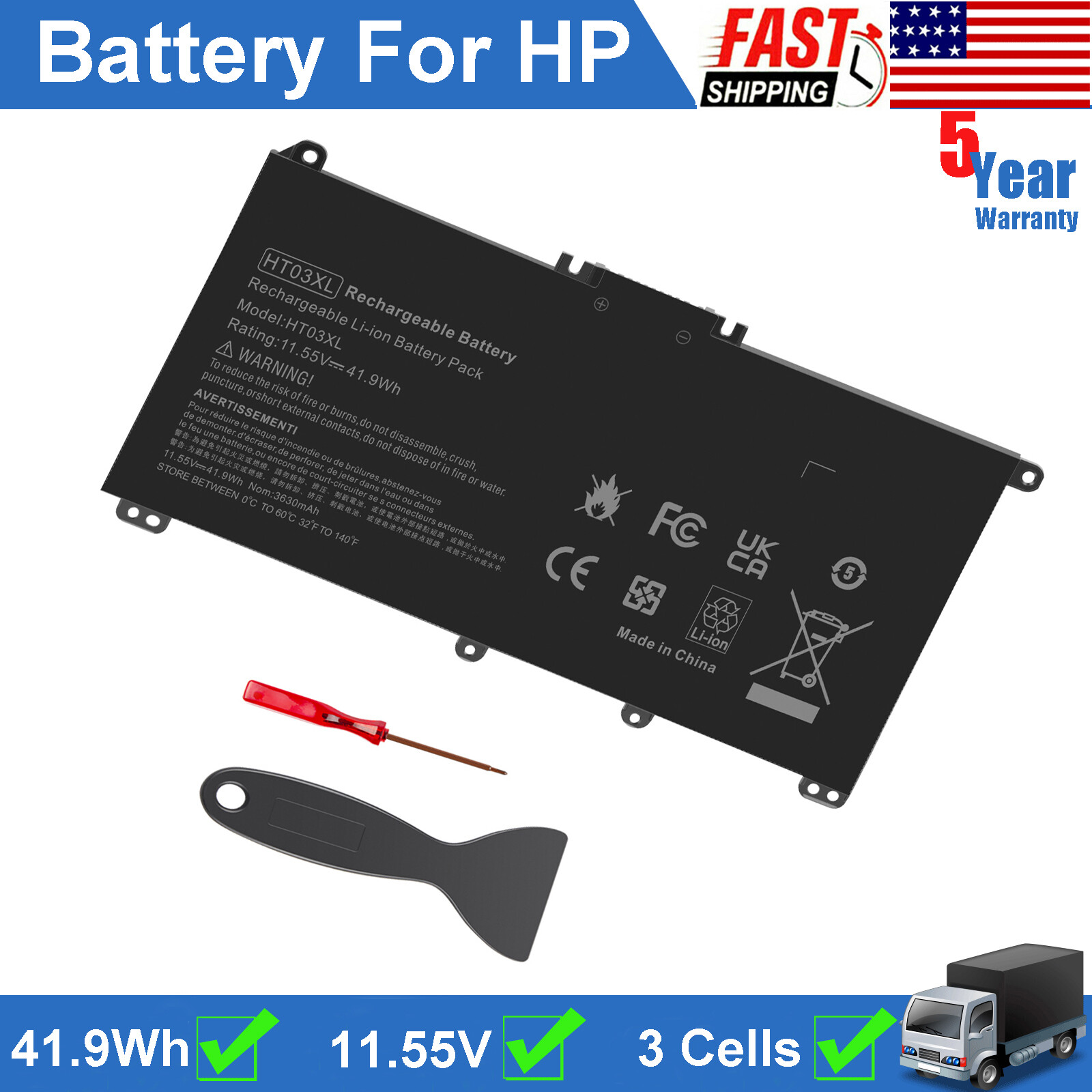 HT03XL Battery for HP Pavilion 15-DA 15-CS 15-CW Serie L11119-855 ...
