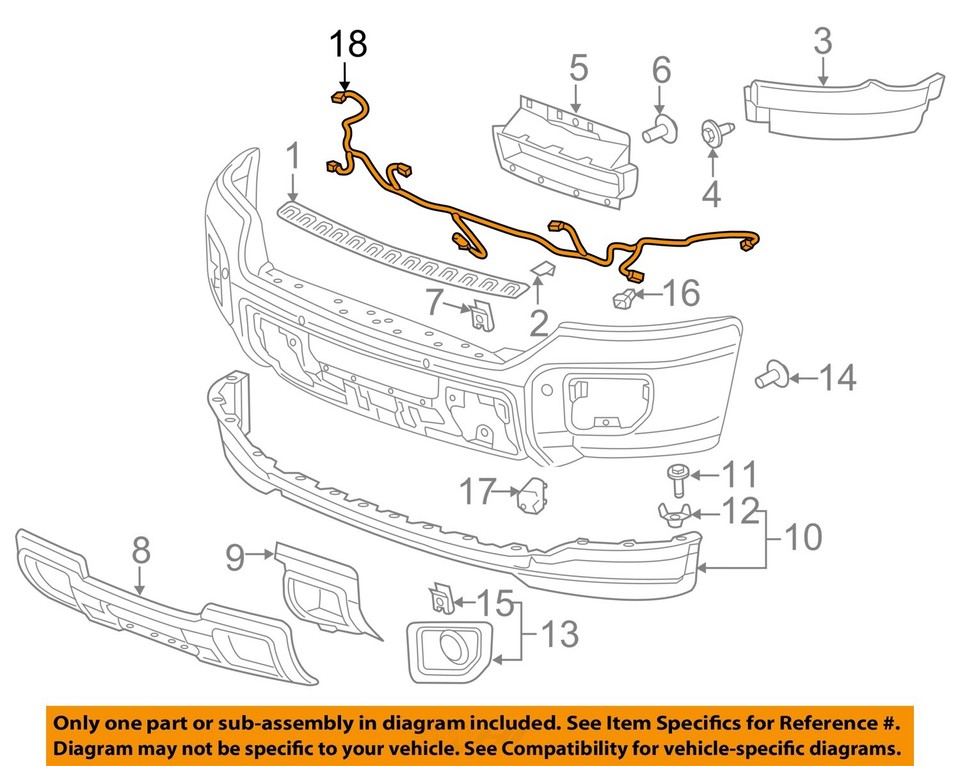 2015-2019 GMC Sierra 2500 HD Front Bumper Bumper Components Harness GM ...