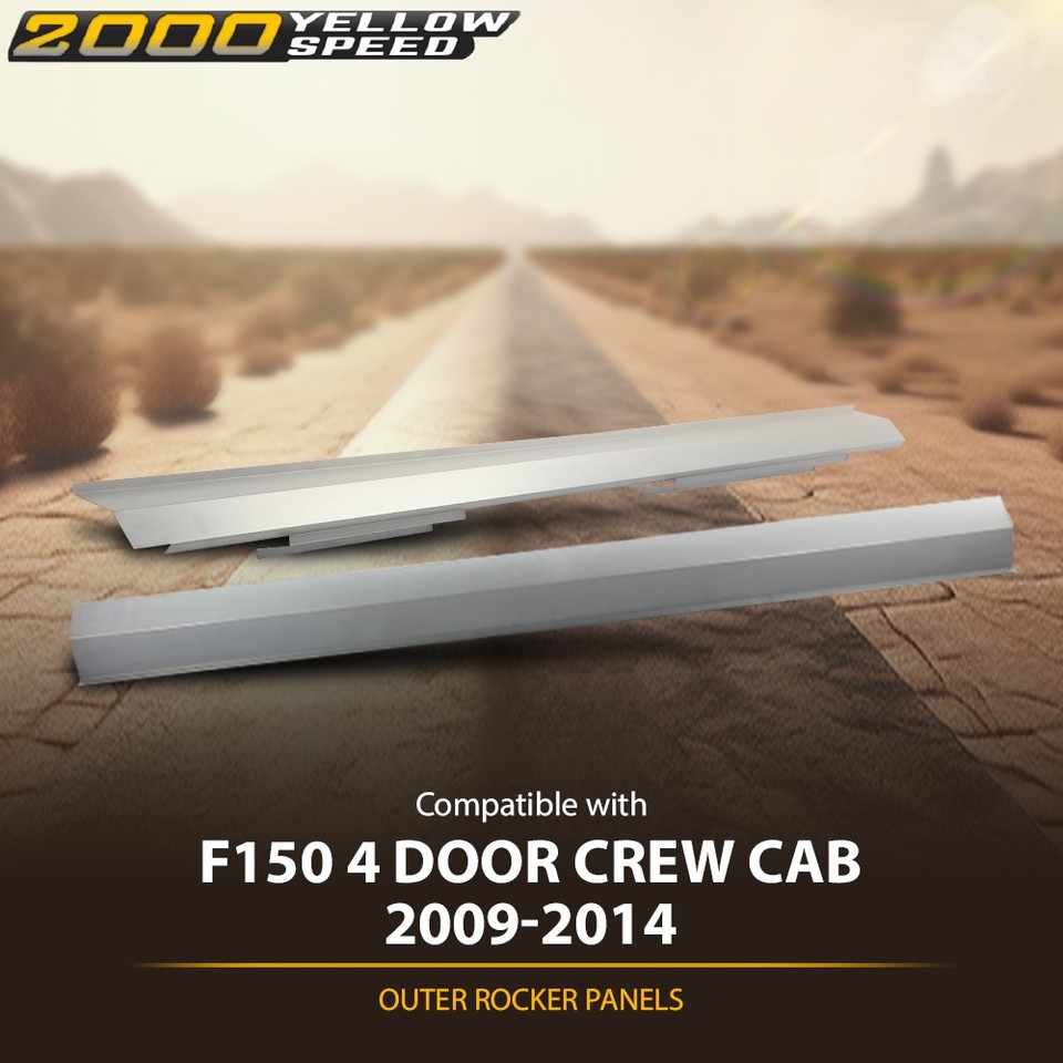 Fit For 2009-2014 Ford F-150 Pickup 4 Door Crew Cab Outer Rocker Panels ...