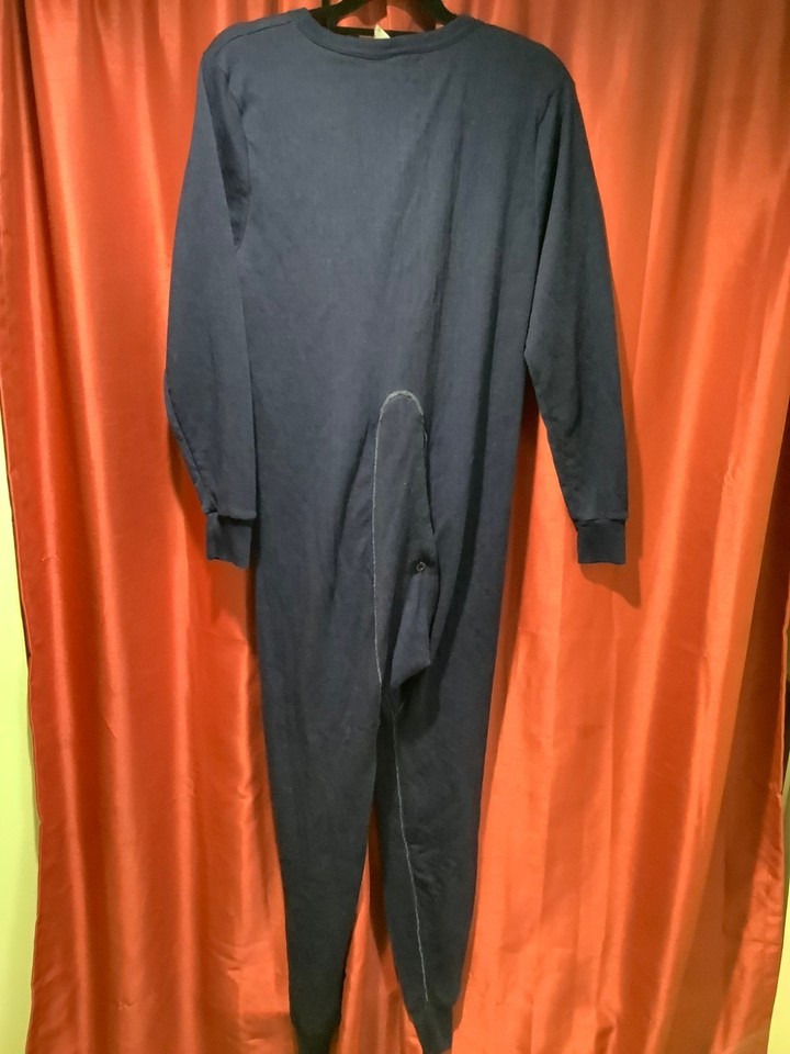Blue Union Suit Cotton wool blend USA Pilgrim Trap Door Long Johns long ...