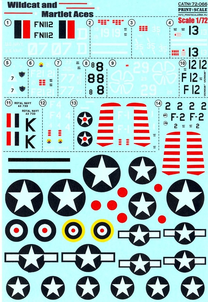 Print Scale Decals 1/72 GRUMMAN F4F WILDCAT AND MARTLET ACES | eBay