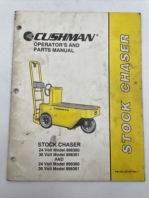 CUSHMAN OPERATORS PARTS LIST MANUAL STOCK CHASER 898360 898361 899360 ...