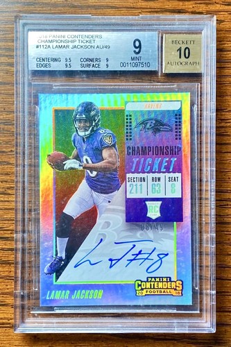 2018 Contenders LAMAR JACKSON JSY #8/49 Championship Ticket Rookie Auto ...
