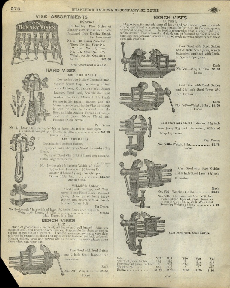 1918 PAPER AD Victor Jersey Bench Vise Display Bonney Hand Millers ...