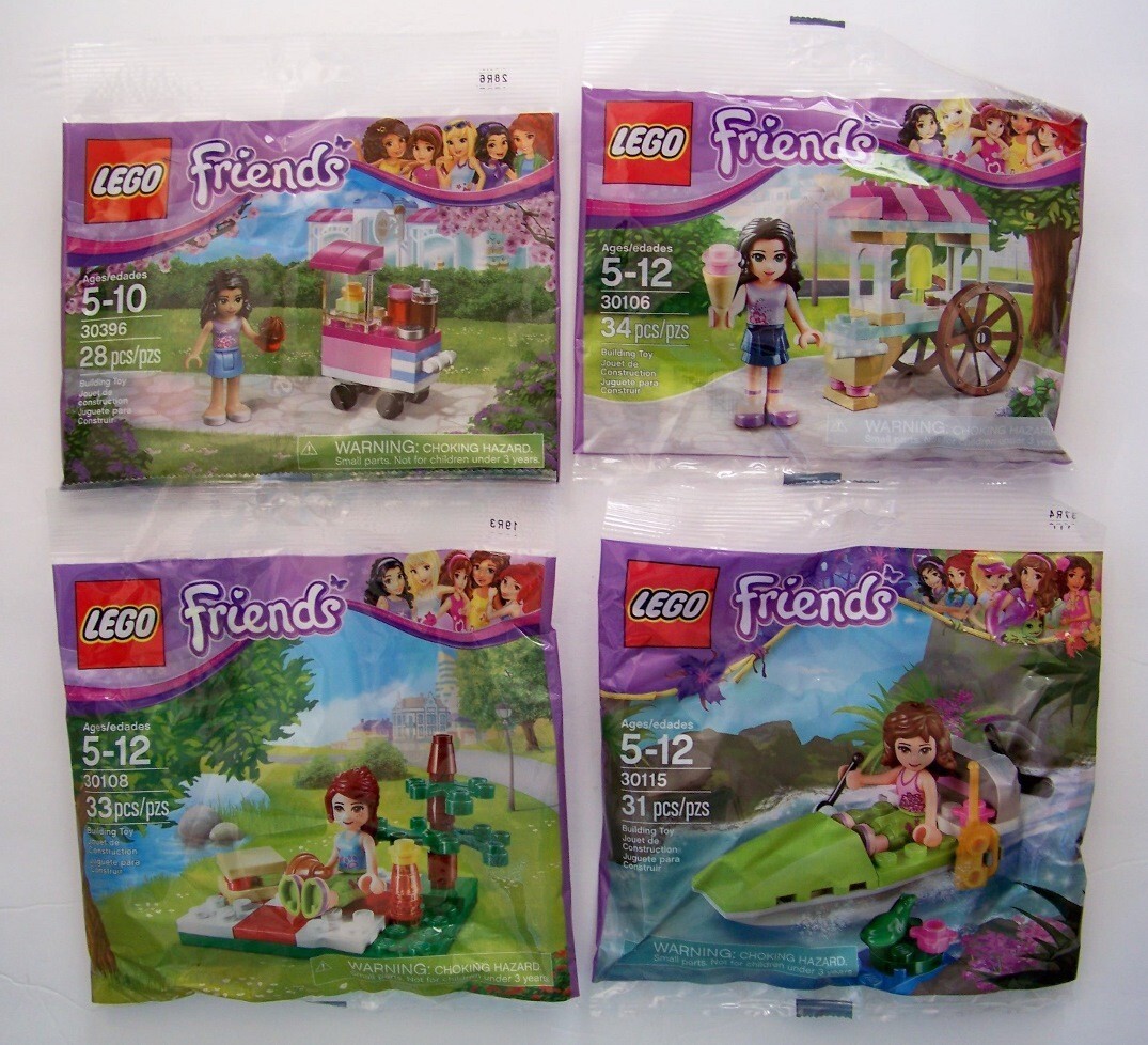 Lot of 4 Lego Friends Polybags 30106 30108 30115 30396 NEW boat cupcake ...
