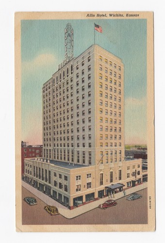Allis Hotel Wichita Kansas Old Cars Flag White Border Postcard | eBay