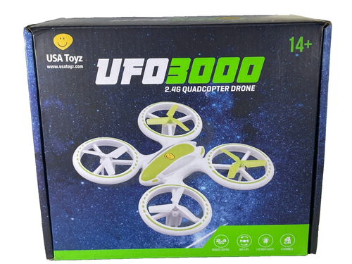UFO Quadcopter Drone 3000 2.4G by USA Toyz LED Blue and Green Night ...