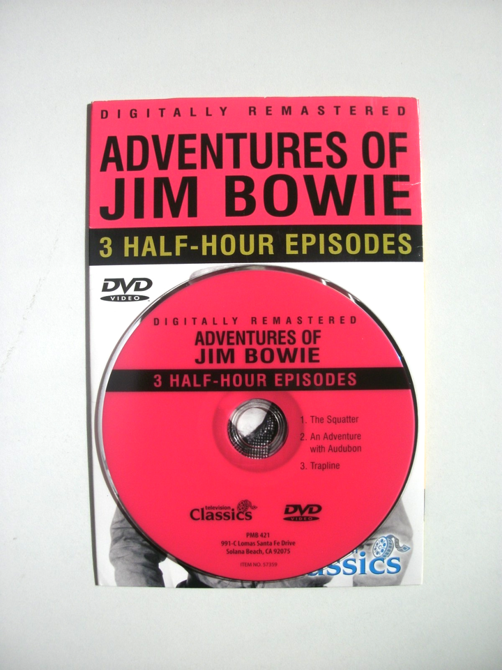 ADVENTURES OF JIM BOWIE DVD 9/14/56, 9/21/56, 10/5/56 3 HALF-HOUR ...