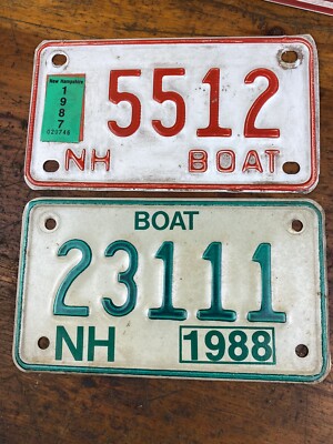 2 Vintage New Hampshire Boat License Plates | eBay