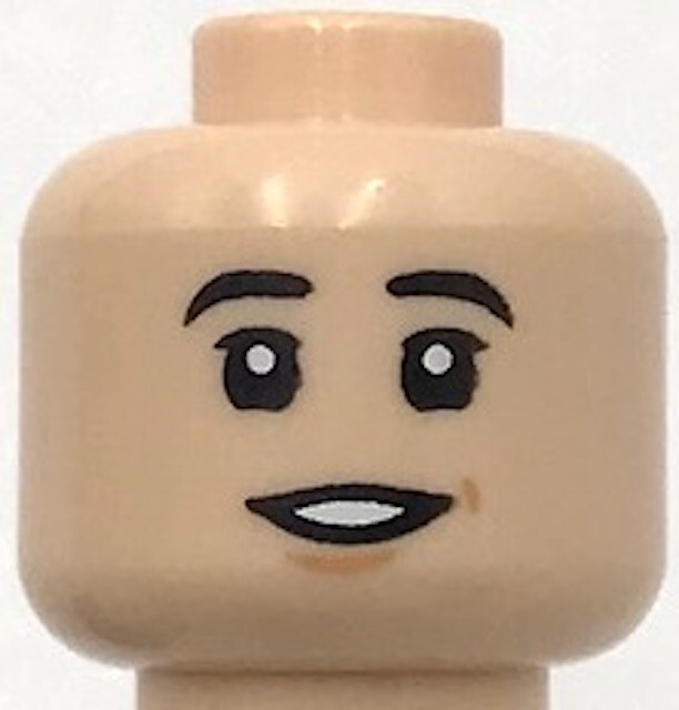 Lego New Light Nougat Minifigure Head Dual Sided Black Eyebrows Nougat ...