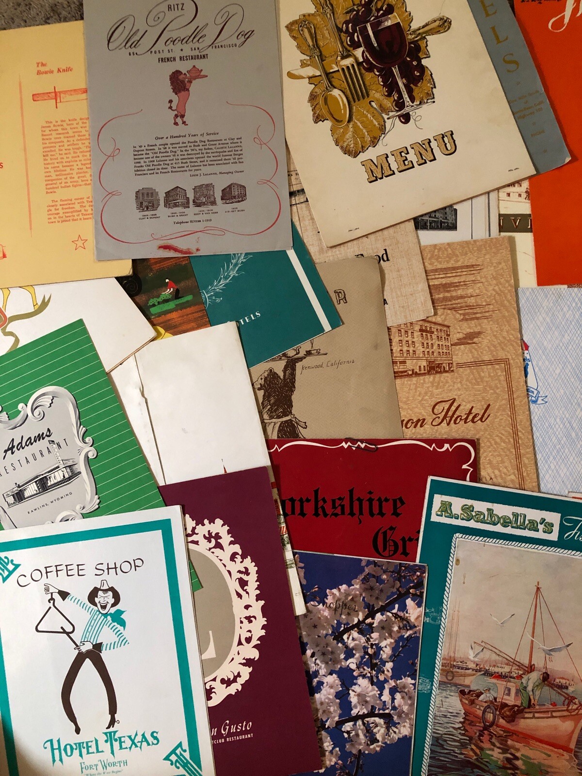 Lot Of 30 Vintage Restaurant Menus 50s-70s CA WY AZ TX & More! | eBay