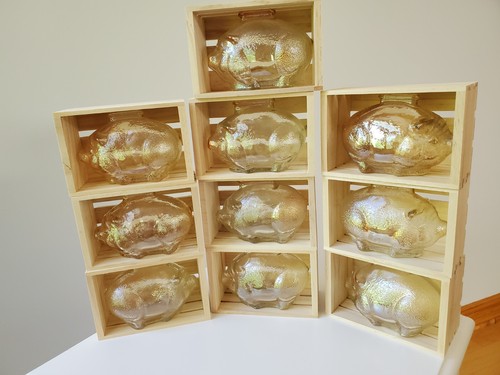 Vintage carnival glass coin piggy banks, set of 10 & crates | eBay