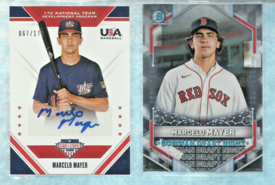 Marcelo Mayer 2020-21, 2 Card Lot. USA Autograph & Bowman Chrome Draft ...