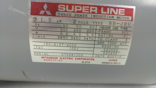 MITSUBISHI SUPER LINE SB-JRV THREE PHASE INDUCTION MOTOR | eBay