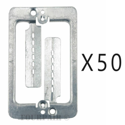 50 Pack 1-Gang Steel Drywall Bracket Face Wall Plate Mount Mud Ring Low ...