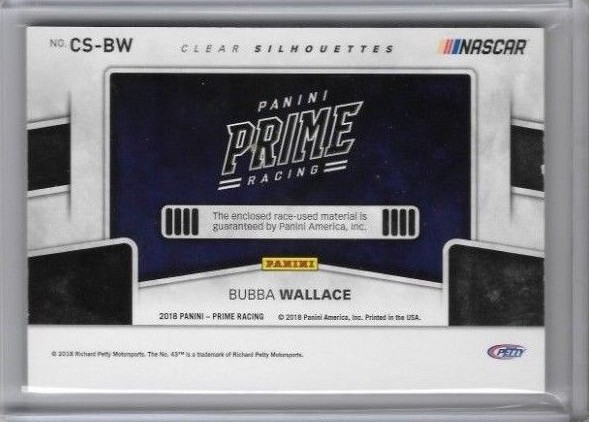 2018 Panini Prime Racing Bubba Wallace /50 Clear Silhouettes Tire Metal ...