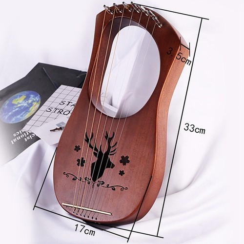 7-String Lyre Harp Strings Solid Mahogany Wood String Instrument w/Carr ...