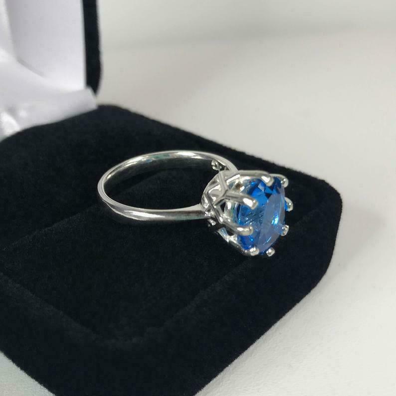 925Sterling Argent Naturel Certifié 3Ct Topaze Ovale Fantaisie Mariage ...