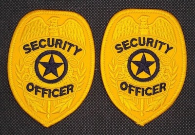 Security Guard Uniform Shoulder Patch Embroidered Gold Eagle Black Iron ...